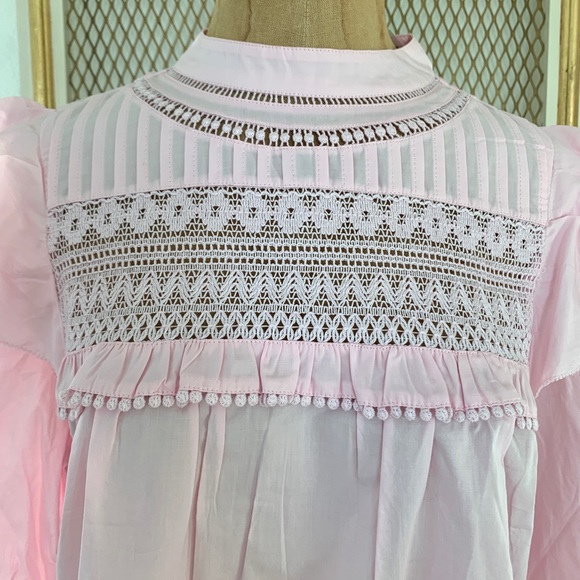 J. Crew | Tops | Jcrew Crocheted Lace Ruffle Top Pink Medium | Poshmark